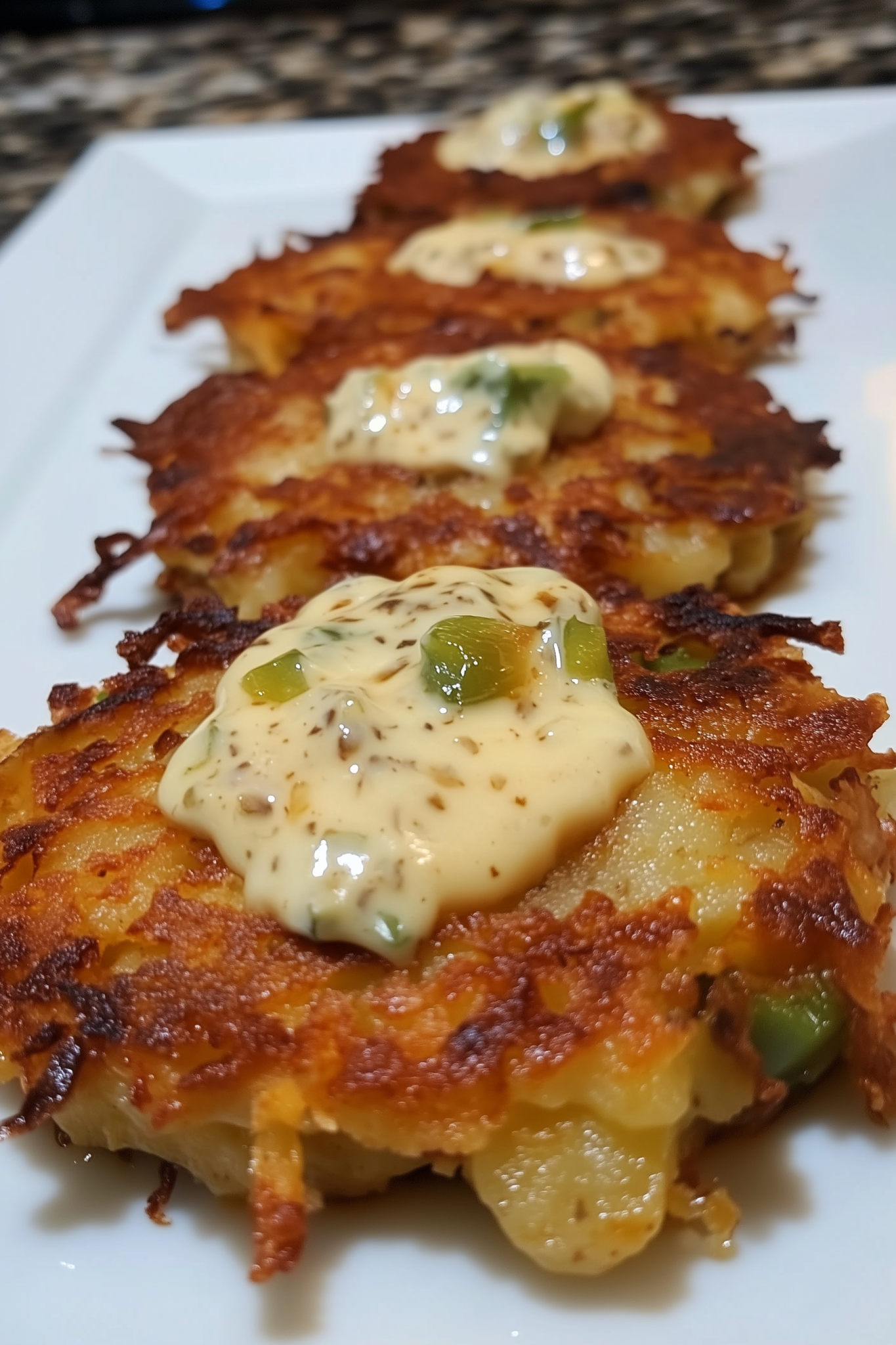 Green Chile Cheese Potato Cakes with Green Chile Sour Cream ...