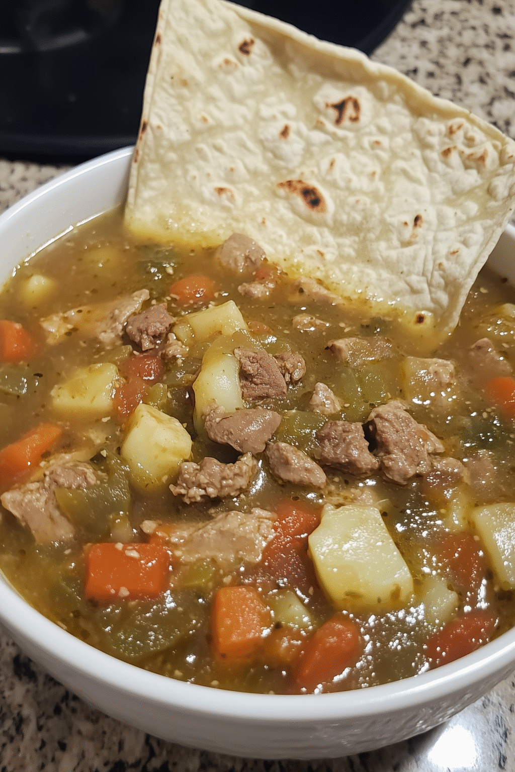 Simple Green Chile Stew with Fresh Tortilla – JustMexicanFood